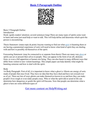 Basic Essay Format Five Paragraph