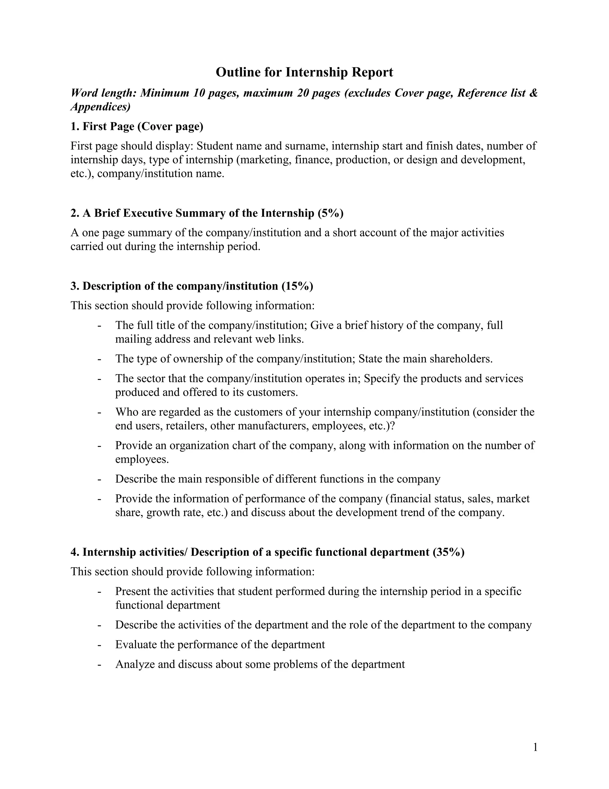 Outline for internship report - Báo cáo thực tập Tiếng Anh | PDF