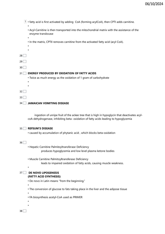 Biochemistry Lipid Metabolism Notes | BSN 1 | PDF