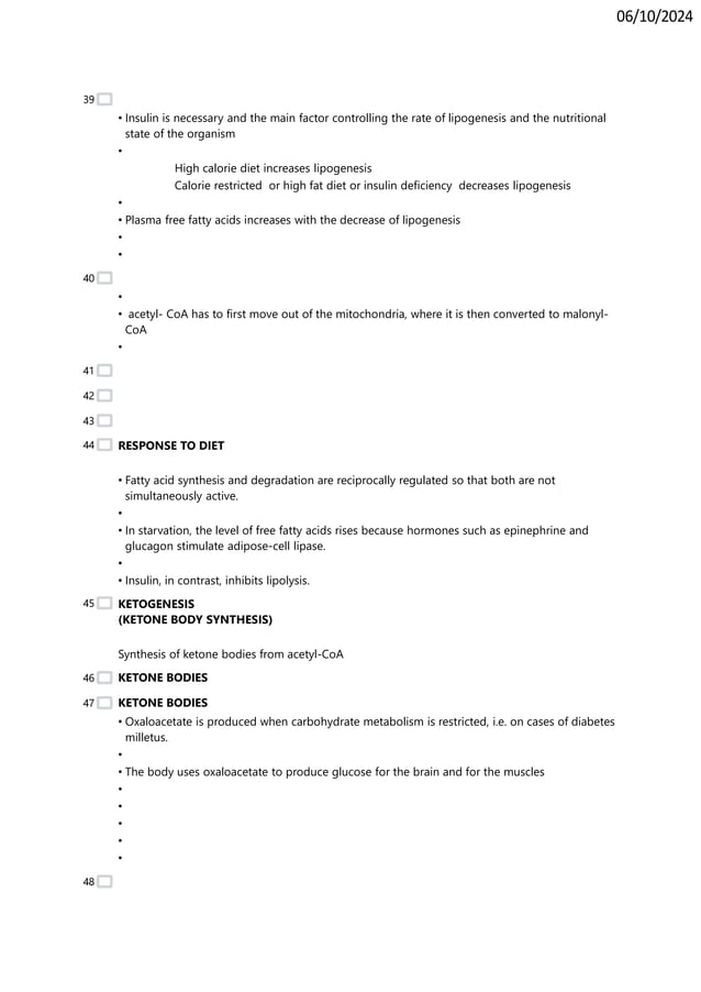 Biochemistry Lipid Metabolism Notes | BSN 1 | PDF