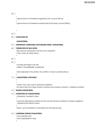 Biochemistry Lipid Metabolism Notes | BSN 1 | PDF