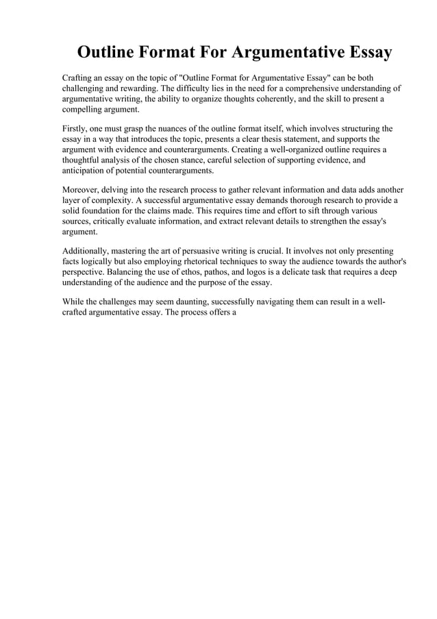 Outline Format For Argumentative Essay. Argumentative essay outline ...