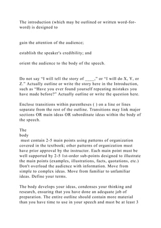 Outline for Speech 2 Visual AidsTopicChoose a topic that yo.docx