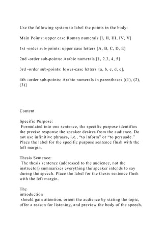 Outline for Speech 2 Visual AidsTopicChoose a topic that yo.docx