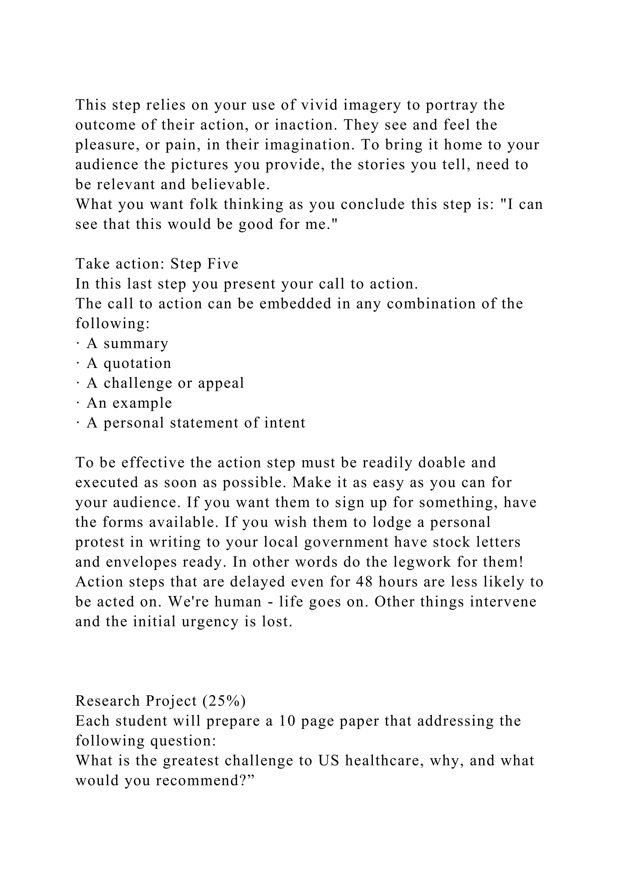 Outline For The5 Steps Of Monroes Motivated Sequencedirection Docx