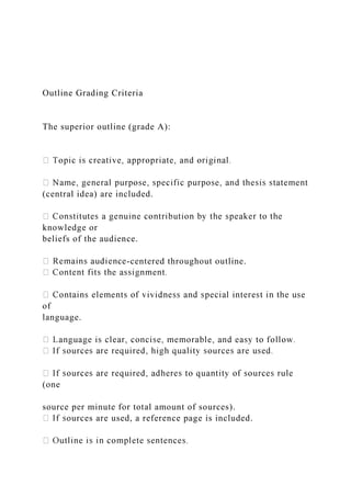 Outline Grading Criteria The superior outline (grade A).docx ...
