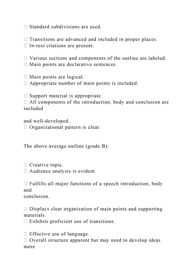Outline Grading Criteria The superior outline (grade A).docx ...