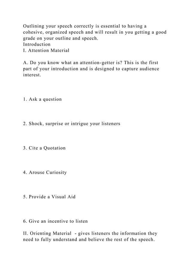 Outline Grading Criteria The superior outline (grade A).docx ...