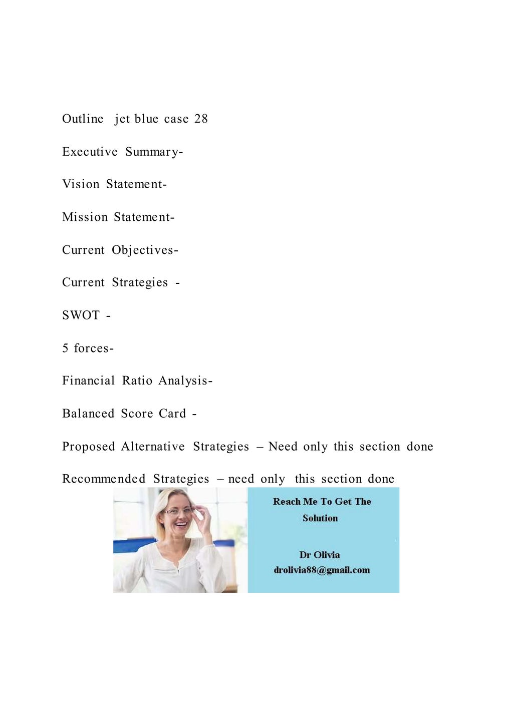 Outline jet blue case 28Executive Summary- Vision State | DOCX