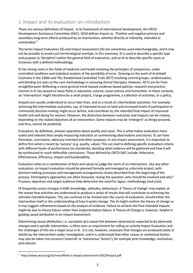 Outline model Impact Evaluation toolkit | PDF