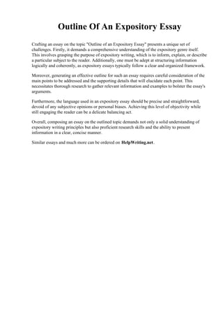 Outline Of An Expository Essay | PDF | Undergraduate Education ...