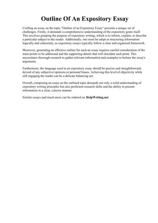 Outline Of An Expository Essay | PDF