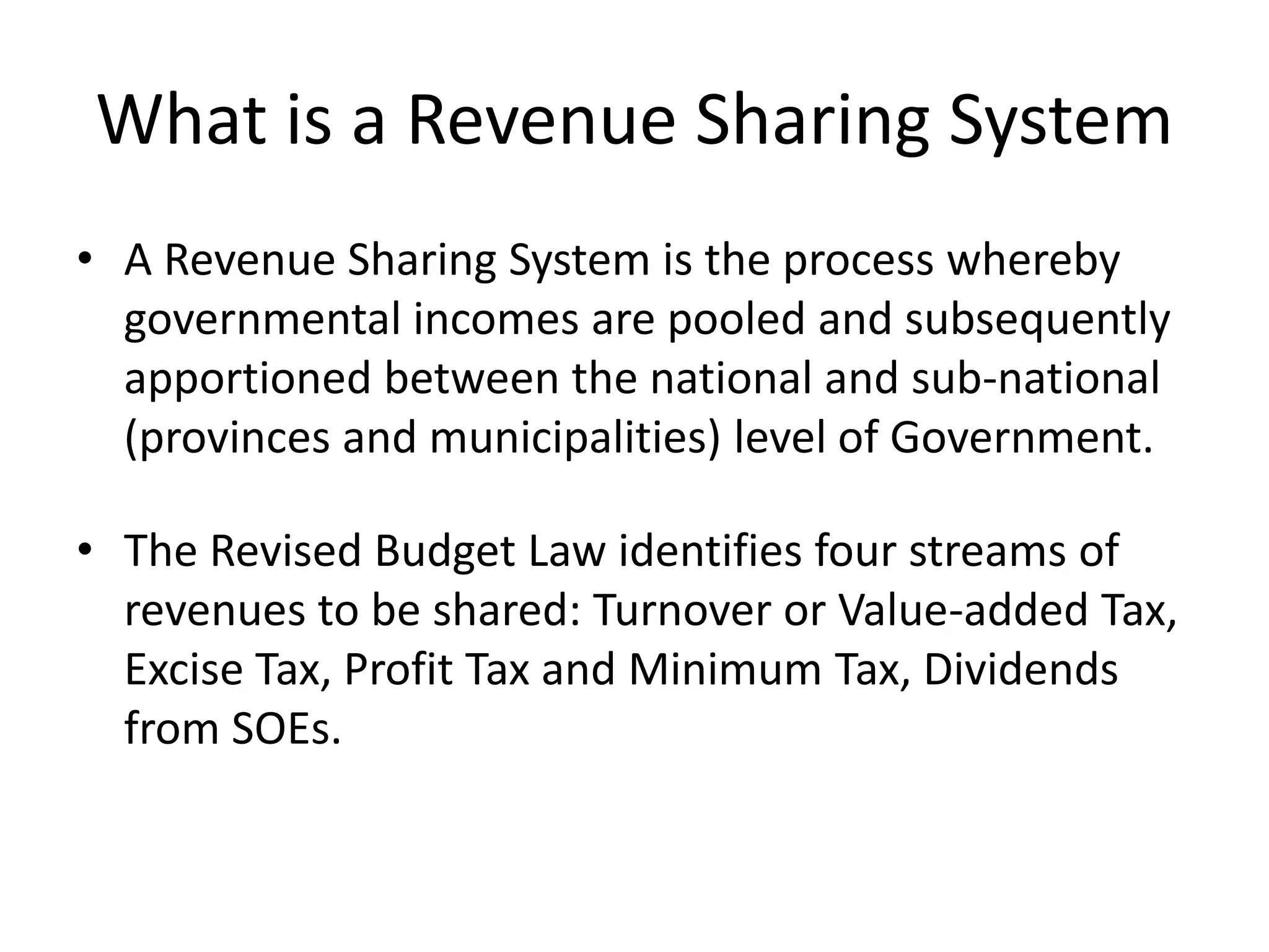 Outline for a new revenue sharing system | PDF