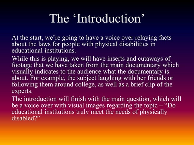 Outline of documentary | PPT