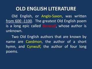 history of english literature | PPTX