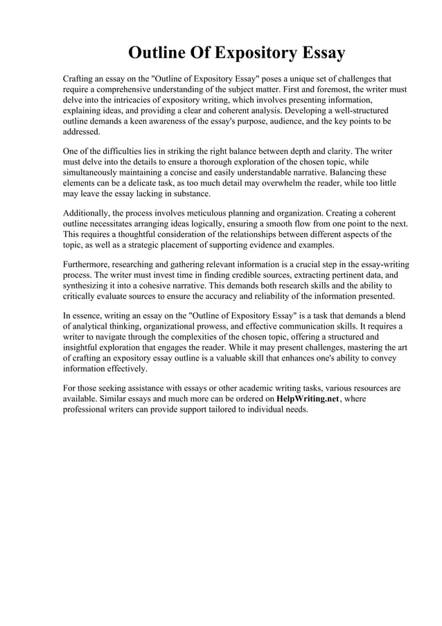 Outline Of Expository Essay. Sample outline for expository essay. How ...