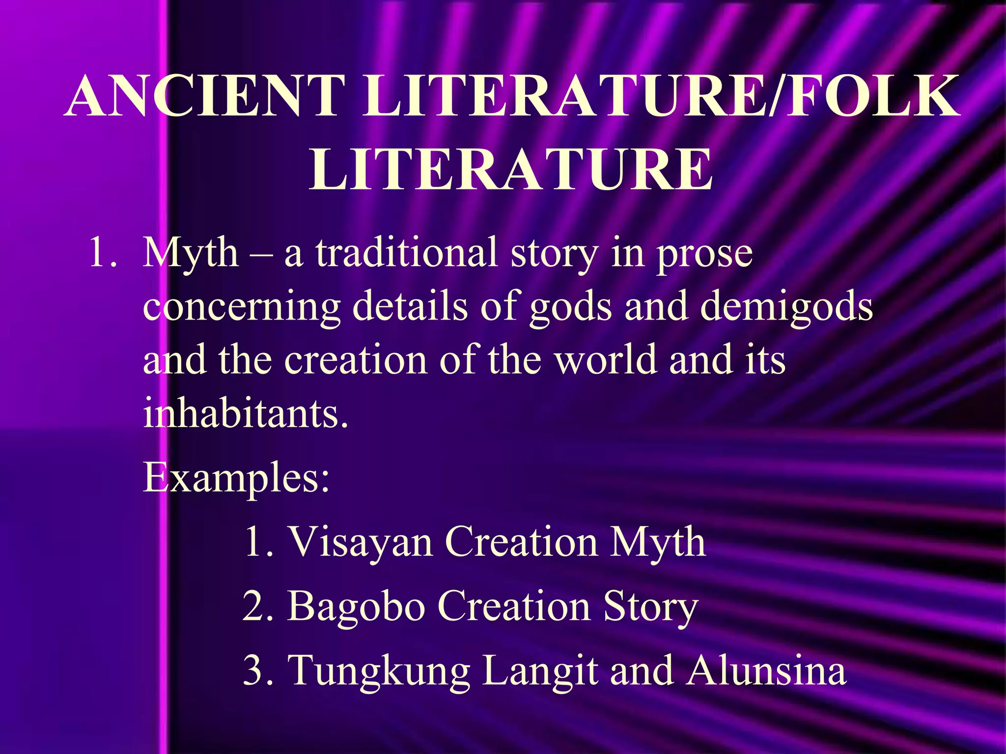 Outline of literary forms based on philippine historical | PPTX