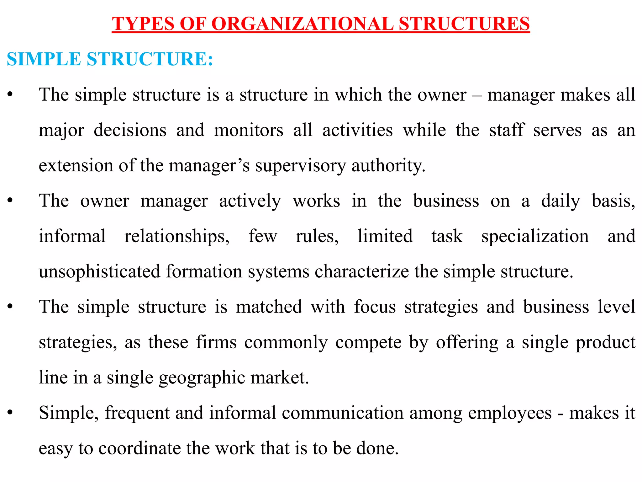 Outline of Types of Organizational Structures | PPT