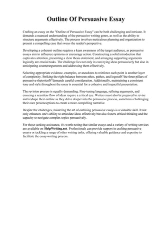 Outline Of Persuasive Essay | PDF | Educational Assessment | Education
