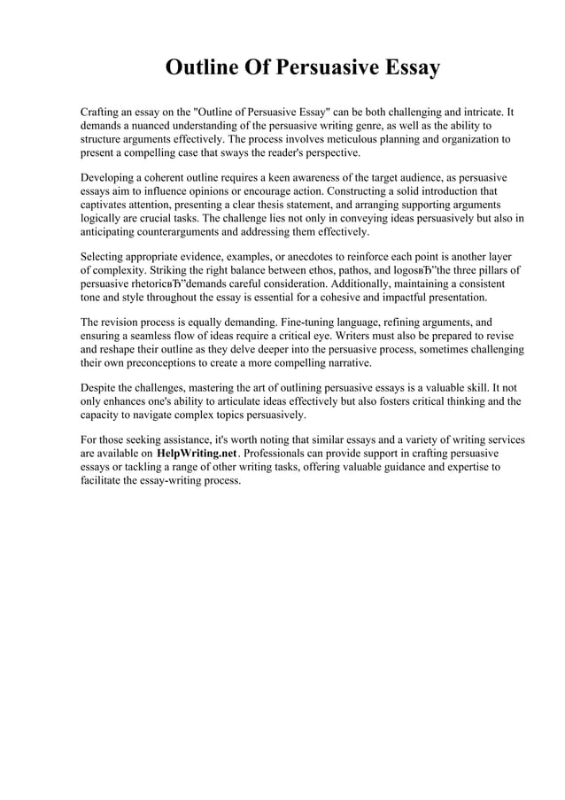 Outline Of Persuasive Essay | PDF | Educational Assessment | Education