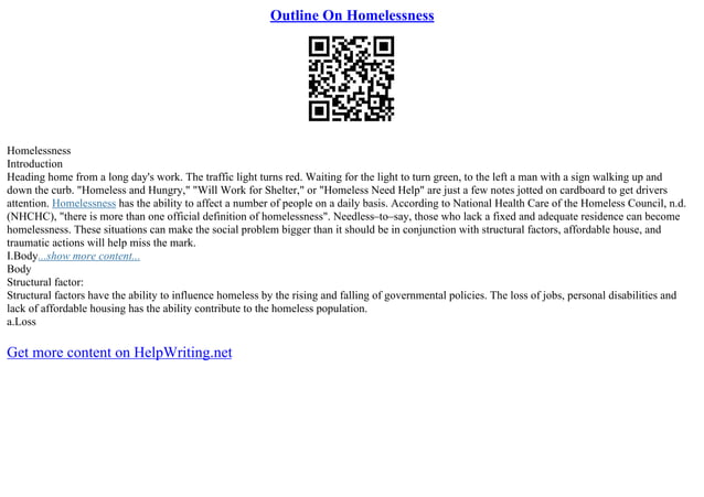 Outline On Homelessness | PPT