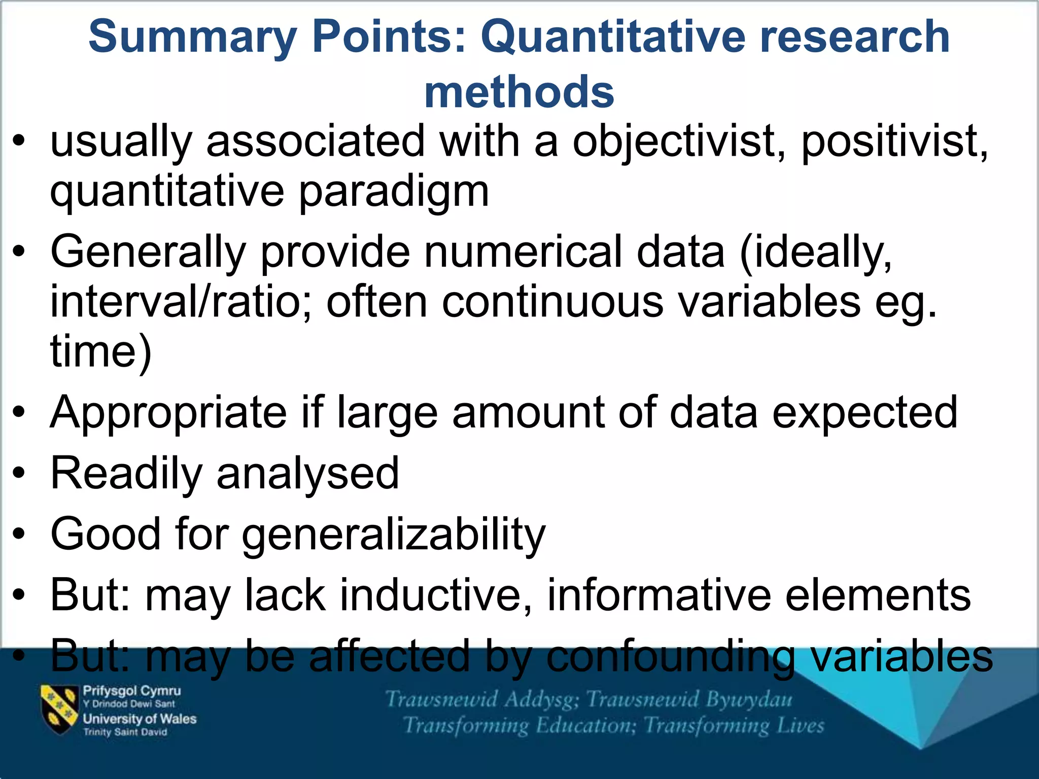 An outline of Quantitative Research Methods | PPTX