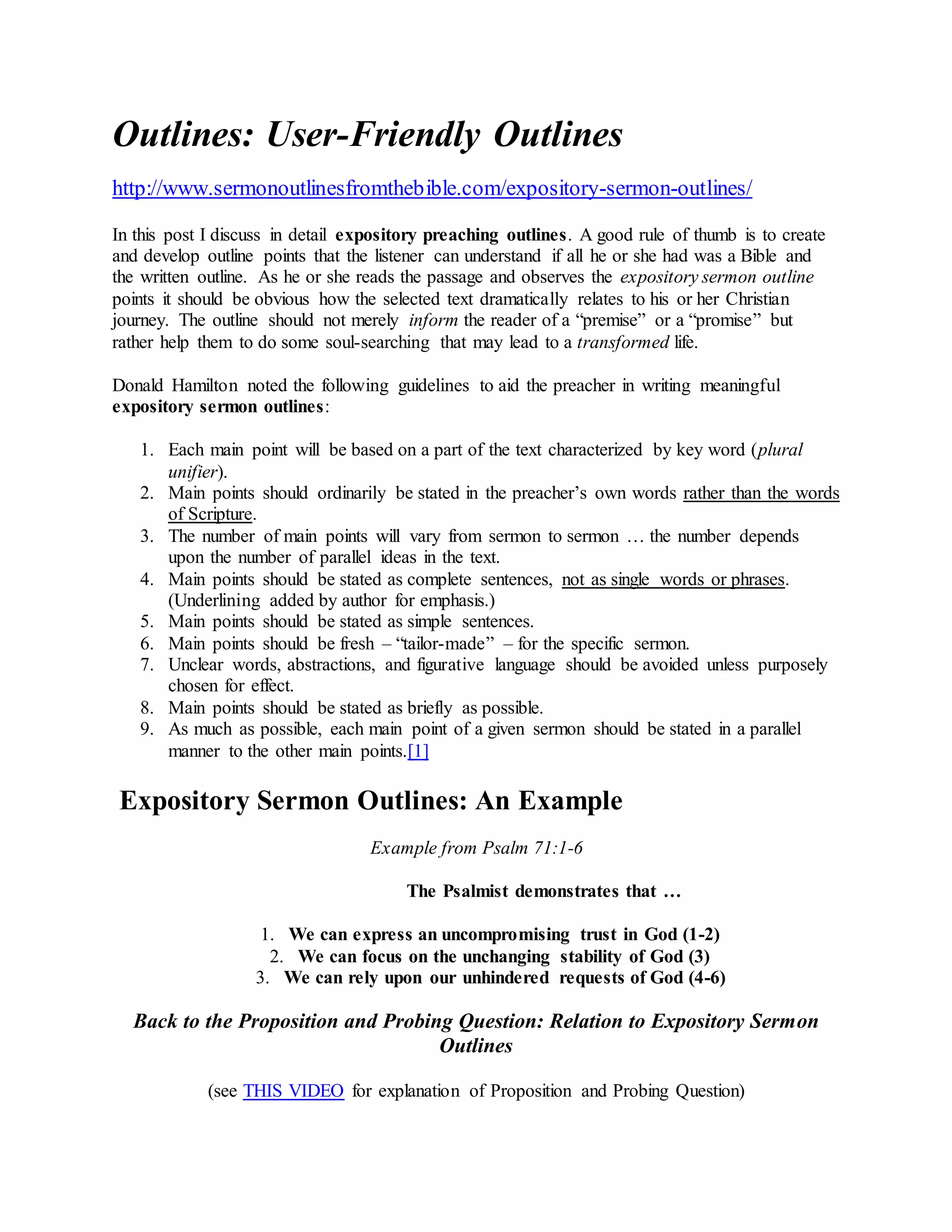 Expository Preaching Outlines | DOCX