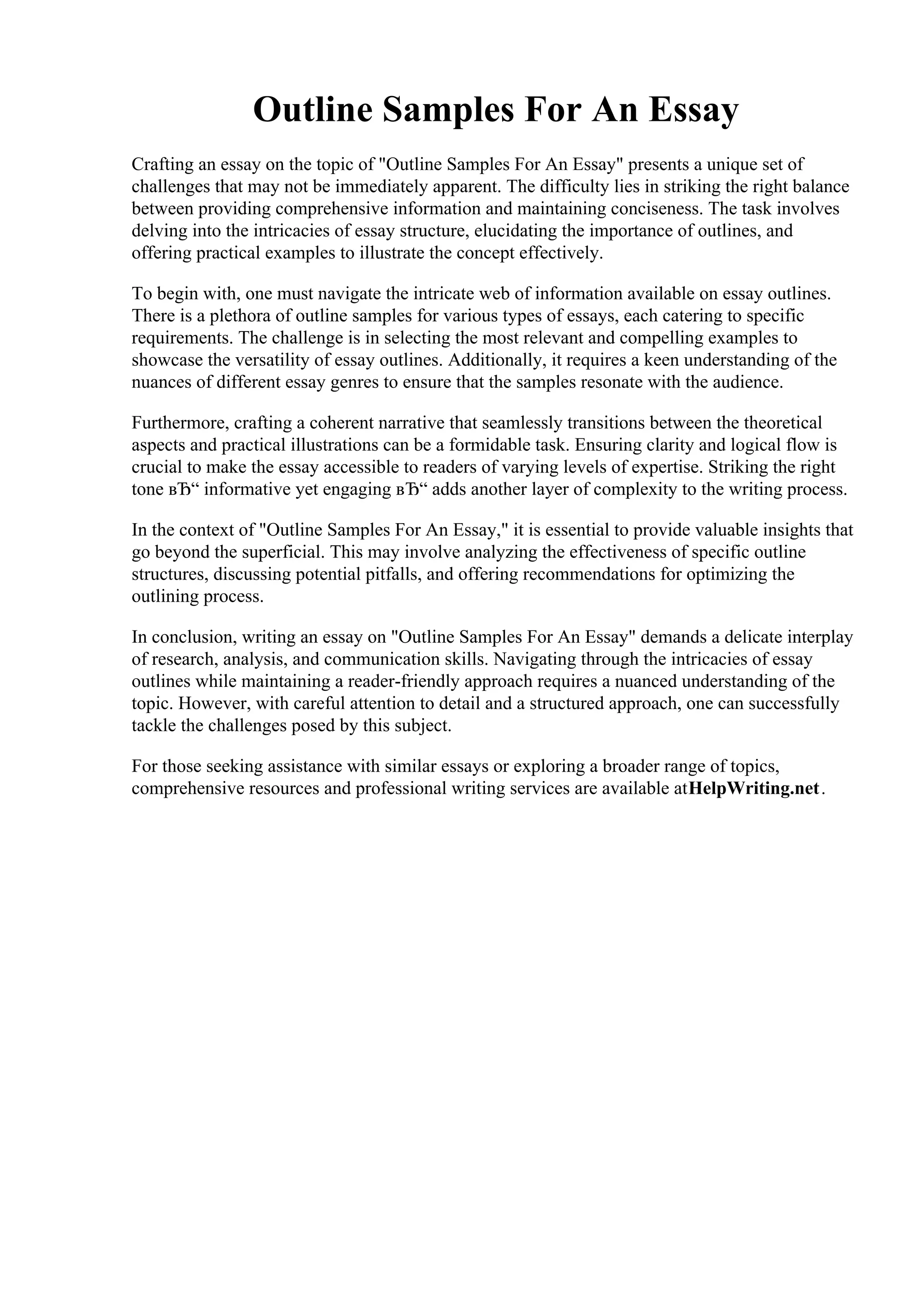 Outline Samples For An Essay. Definition essay: English essay outline ...