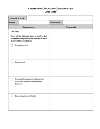 CHECKLIST FOR OUTLINES OF COURSES OF STUDY | PDF