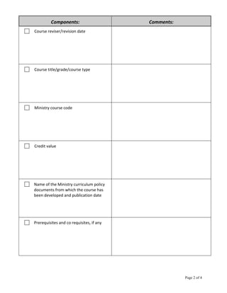 CHECKLIST FOR OUTLINES OF COURSES OF STUDY | PDF
