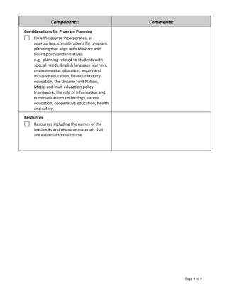 CHECKLIST FOR OUTLINES OF COURSES OF STUDY | PDF