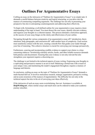 Outlines For Argumentative Essays | PDF
