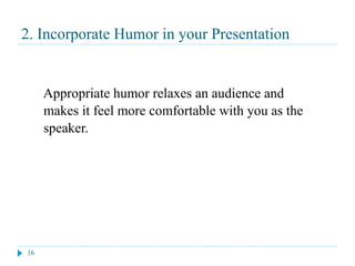 Outlines of a presentation skills | PPT