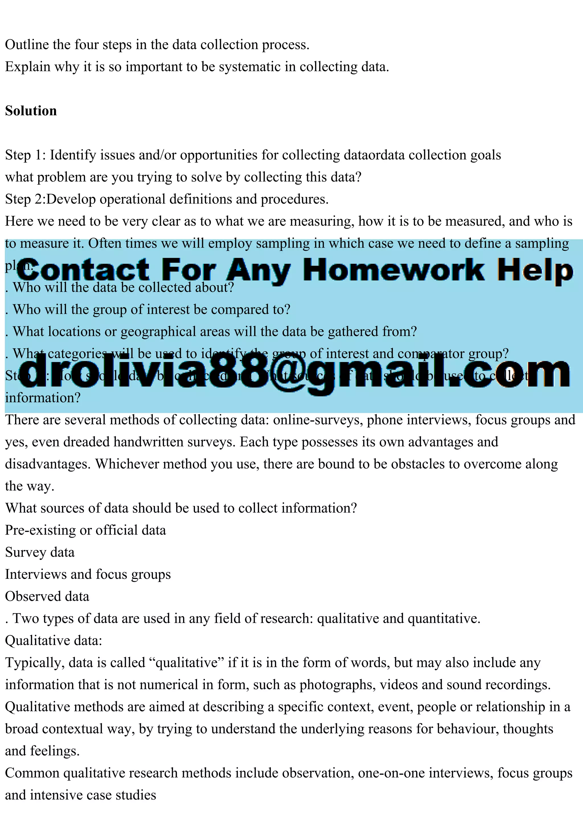 Outline the four steps in the data collection process.Explain why .pdf