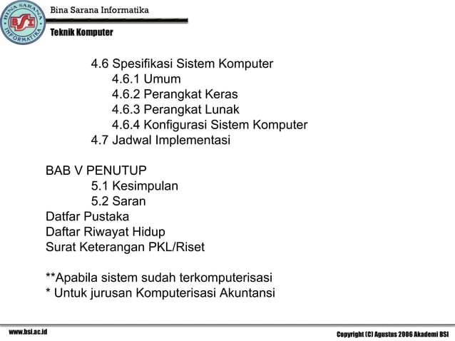 Outline tugas akhir perancangan sistem | PPT