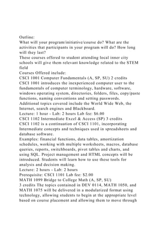 OutlineWhat will your programinitiativecourse do What are .docx