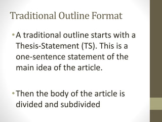 Traditional Outline Format