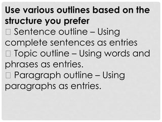 OUTLINING.pdf..English for Academic and Profesional Purposes | PDF