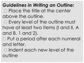 OUTLINING.pdf..English for Academic and Profesional Purposes | PDF