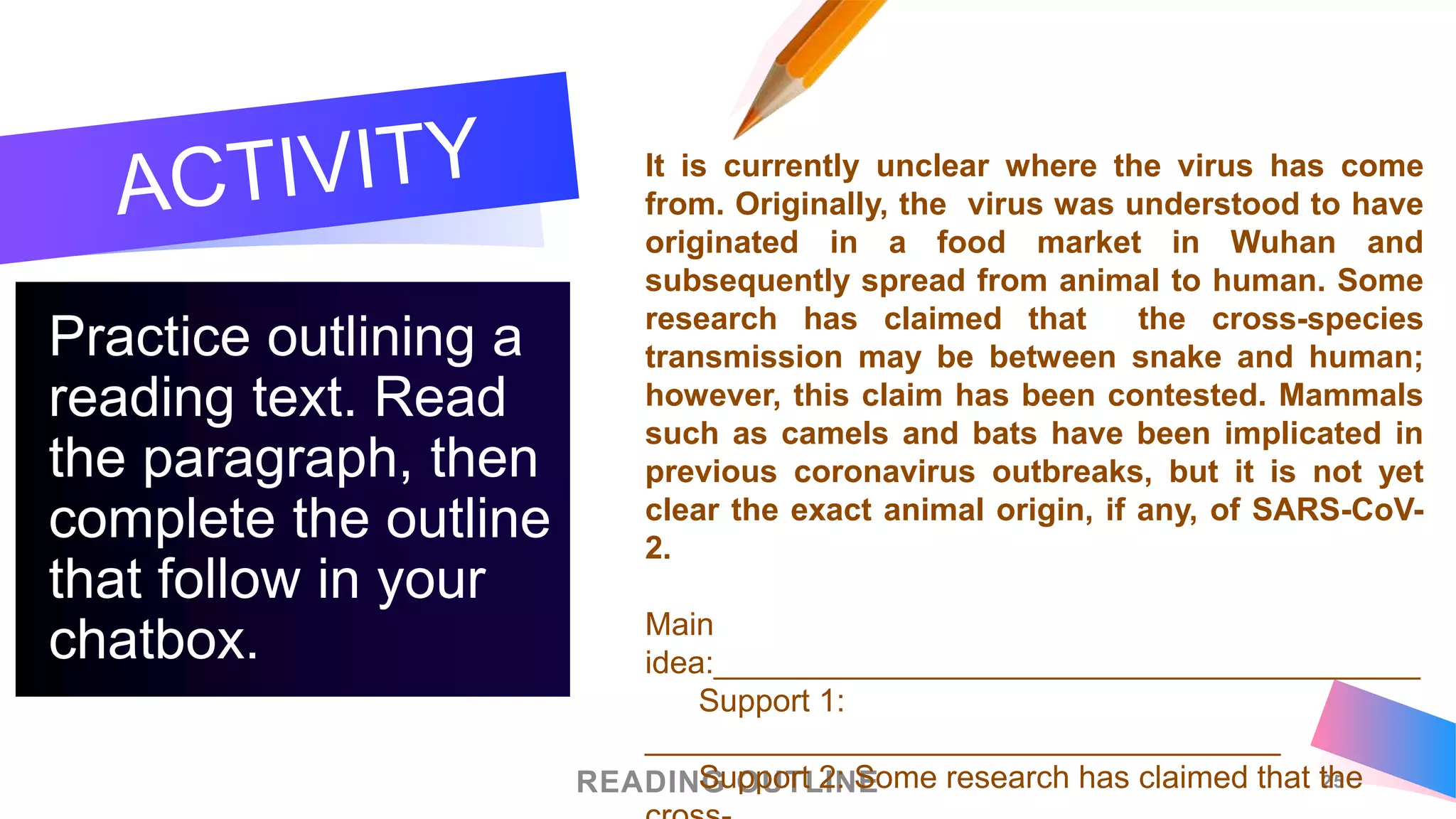 OUTLINING A READING TEXT.pptx