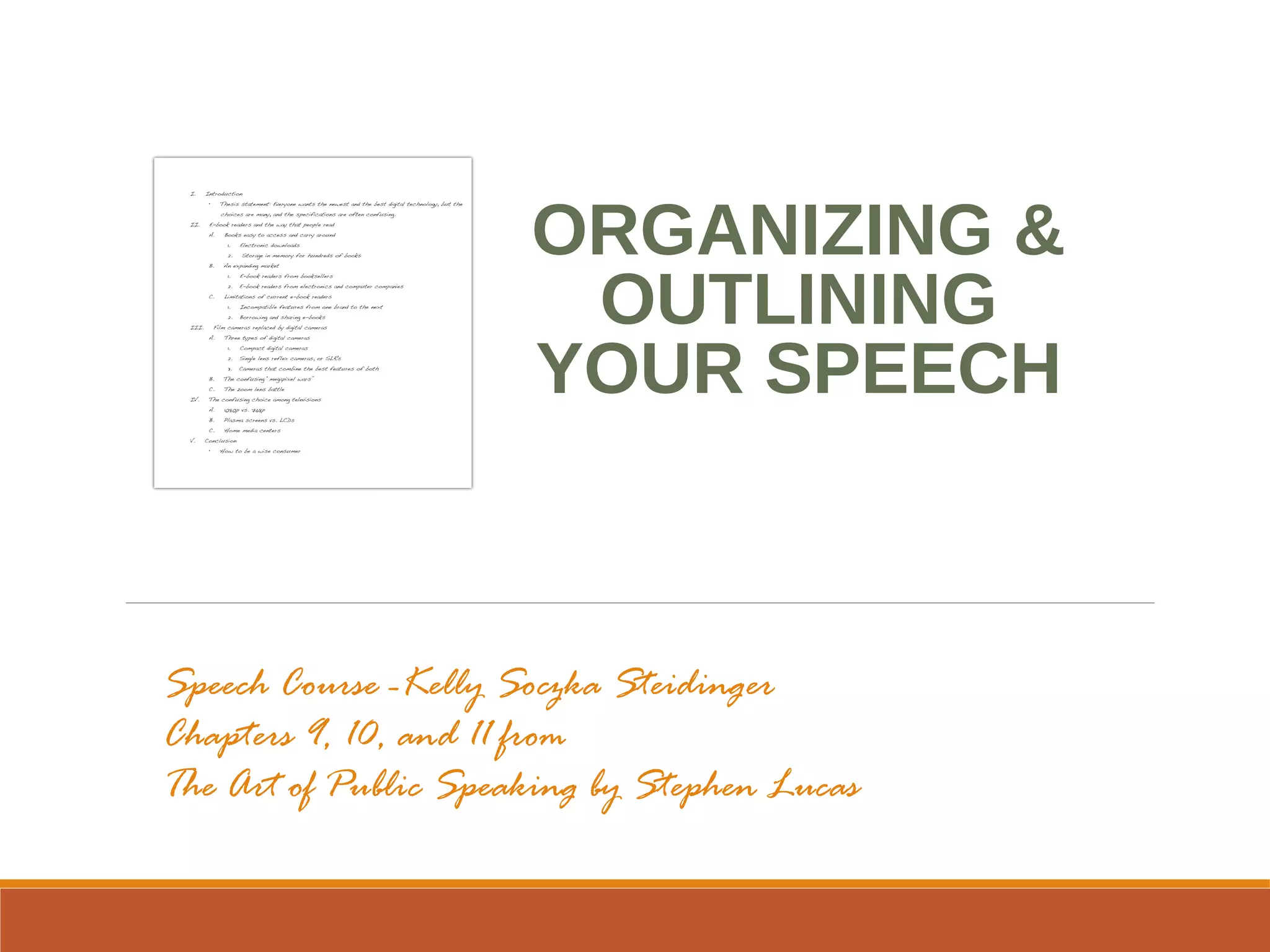 Organizing and Outlining Your Speech | PPT