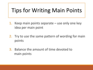 Organizing and Outlining Your Speech | PPT