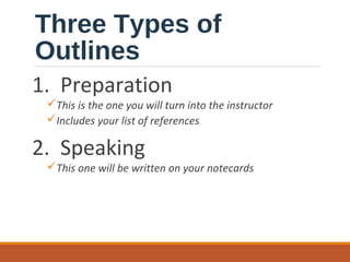 Organizing and Outlining Your Speech | PPT