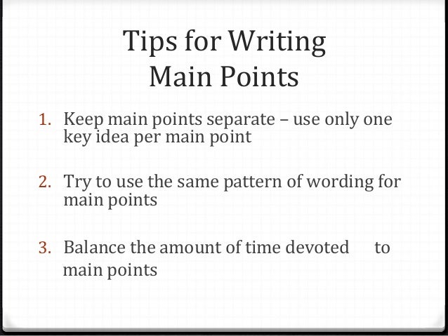 Outlining & organizing speech