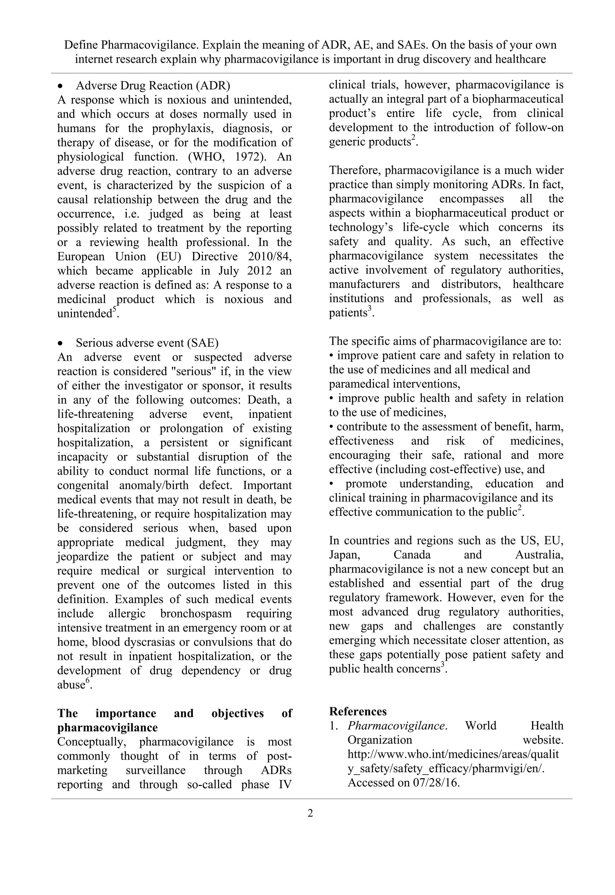 Outlining pharmacovigilance | PDF