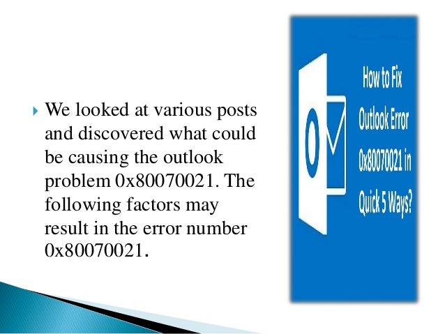 How to FIX Outlook error 0x80070021 | PDF