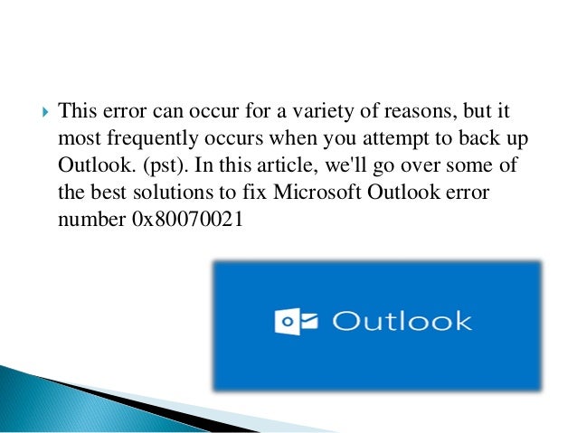 How to FIX Outlook error 0x80070021 | PDF