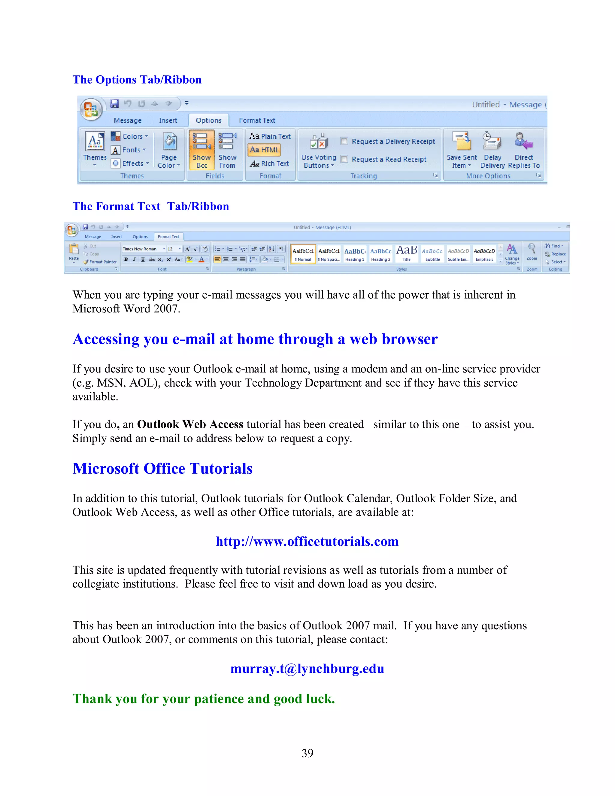 Outlook 2007 tutorial | PDF