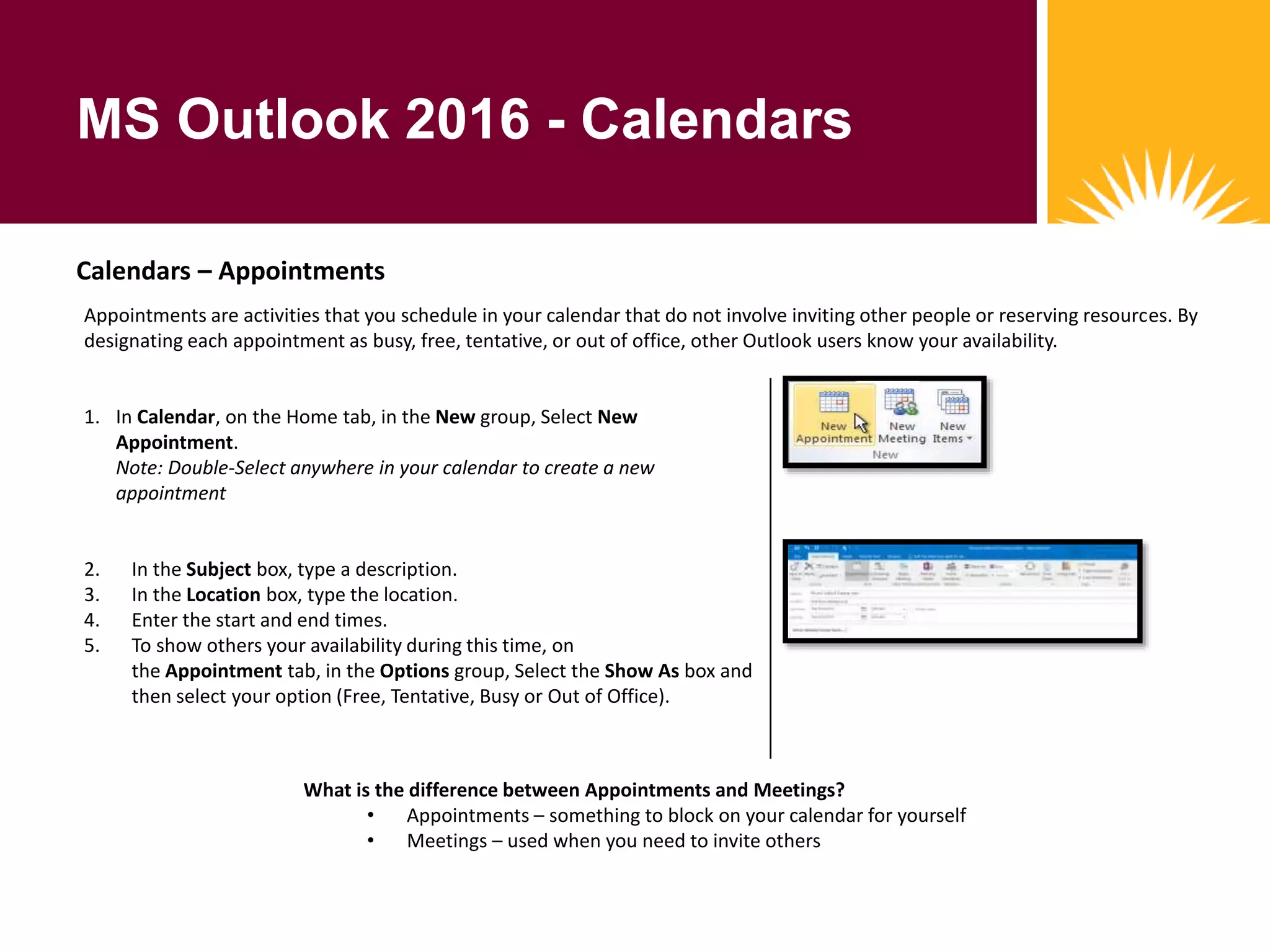 MS Outlook Calendars | PPTX