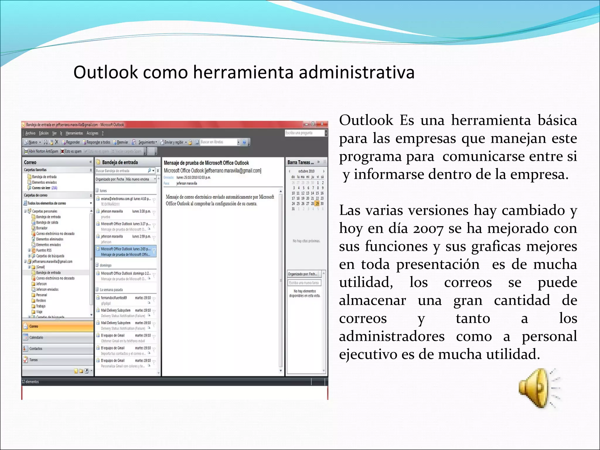 Outlook como herramienta administrativa con menu | PPS | Email | Internet
